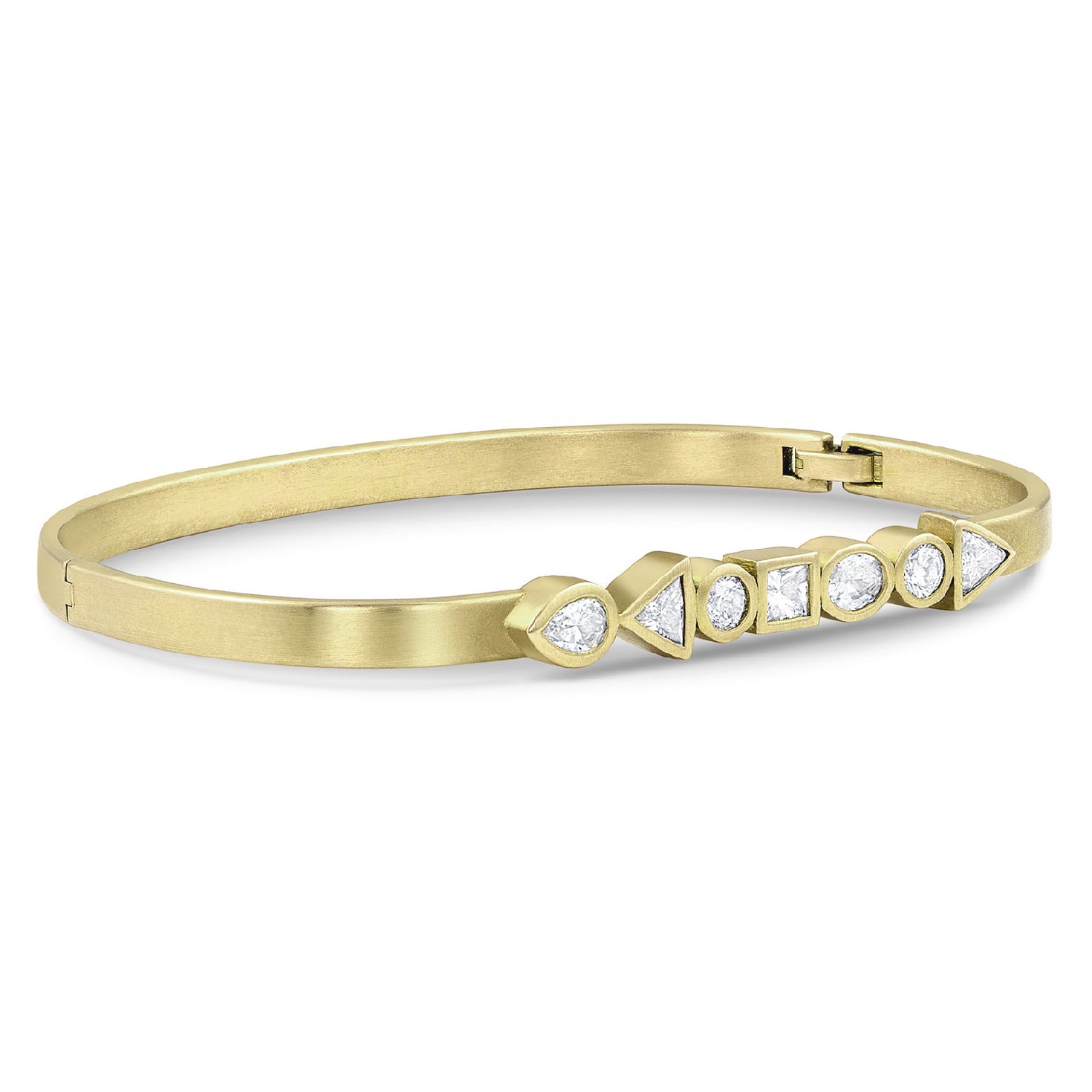 mixed shapes diamond hinged huggie bangle,in 18k yellow gold, 1.65ct ...